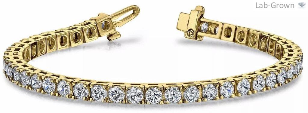 14K Yellow Gold 5.00 Carat Certified Lab Grown Diamond Tennis Bracelet
